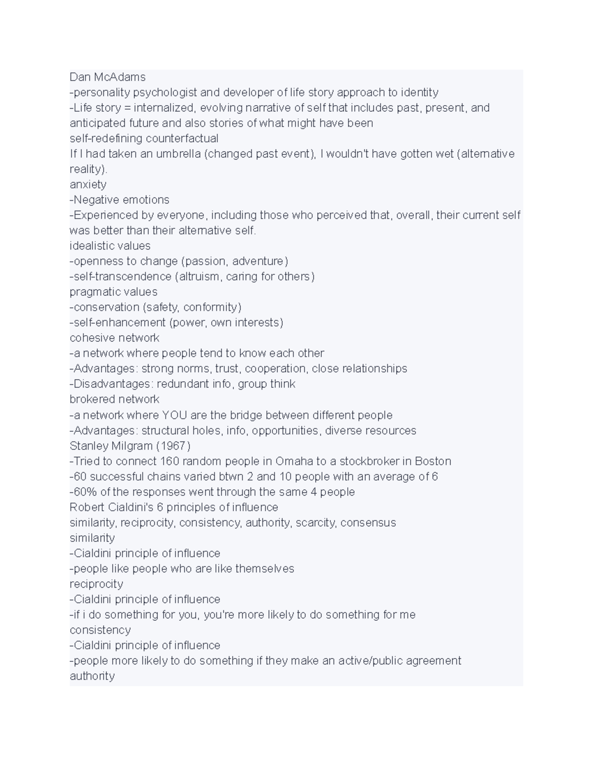 Busi 310 - lecture notes - Dan McAdams -personality psychologist and ...