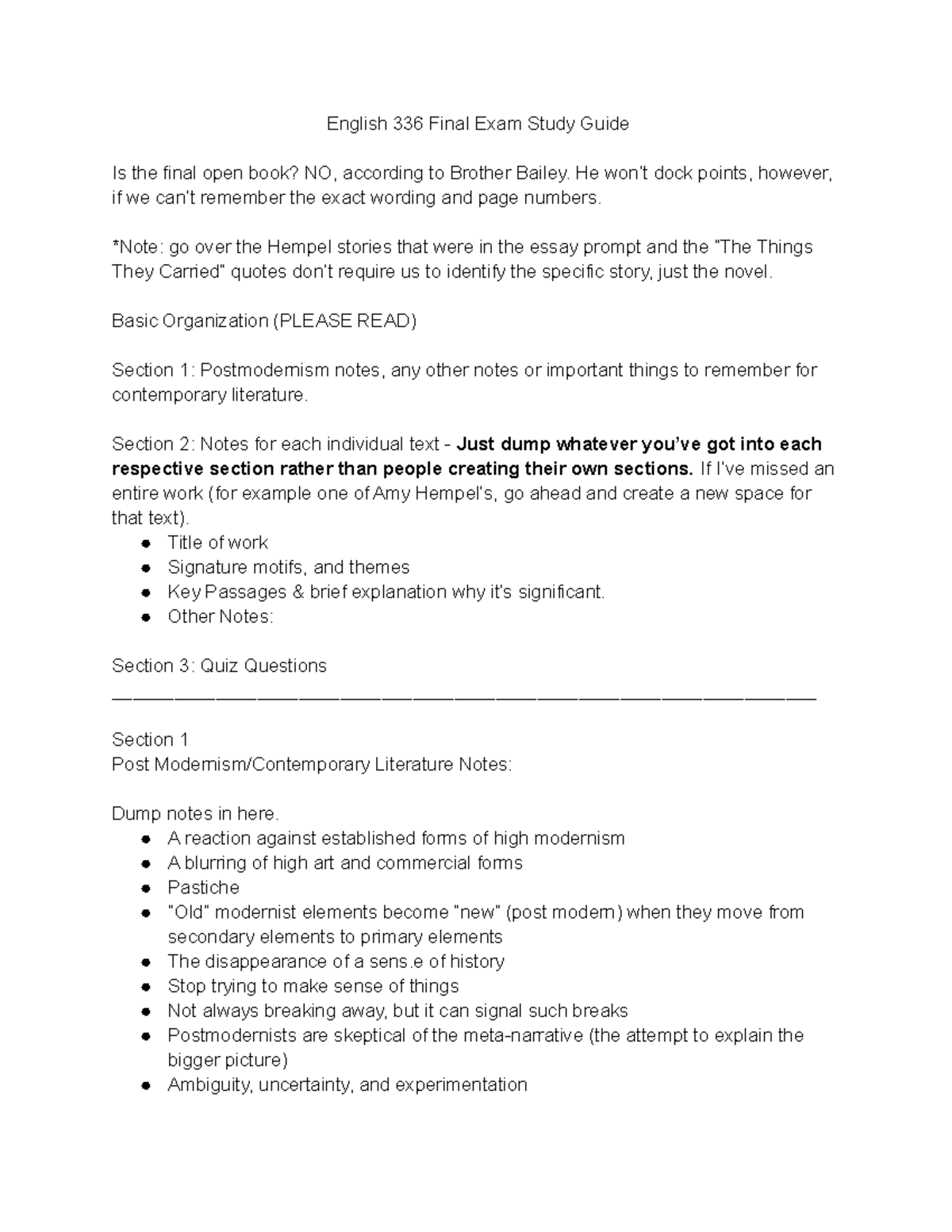 Notes 336 Study Guide - English 336 Final Exam Study Guide Is the final ...