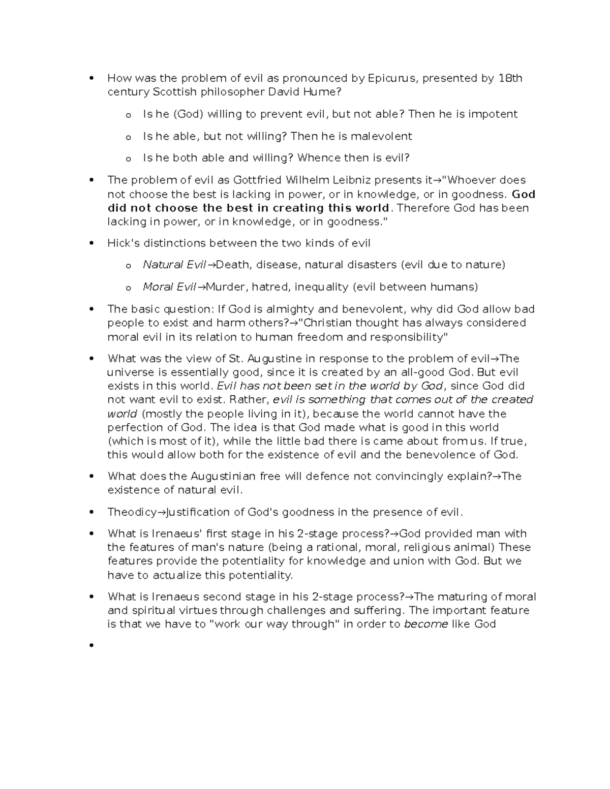 John Hick - The Problem of Evil notes - How was the problem of evil as ...