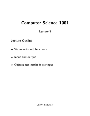 Practice Problem Set 3 - Computer Science 1001 Practice Problem Set 3 ...