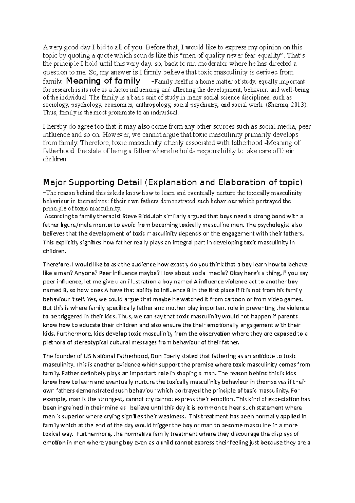 ELC501- Forum Script - A very good day I bid to all of you. Before that ...