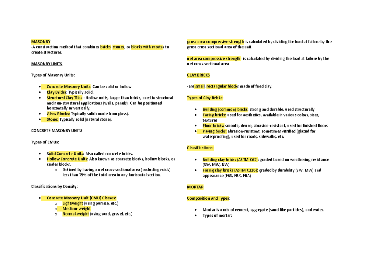 Masonry - MASONRY A construction method that combines bricks, stones ...