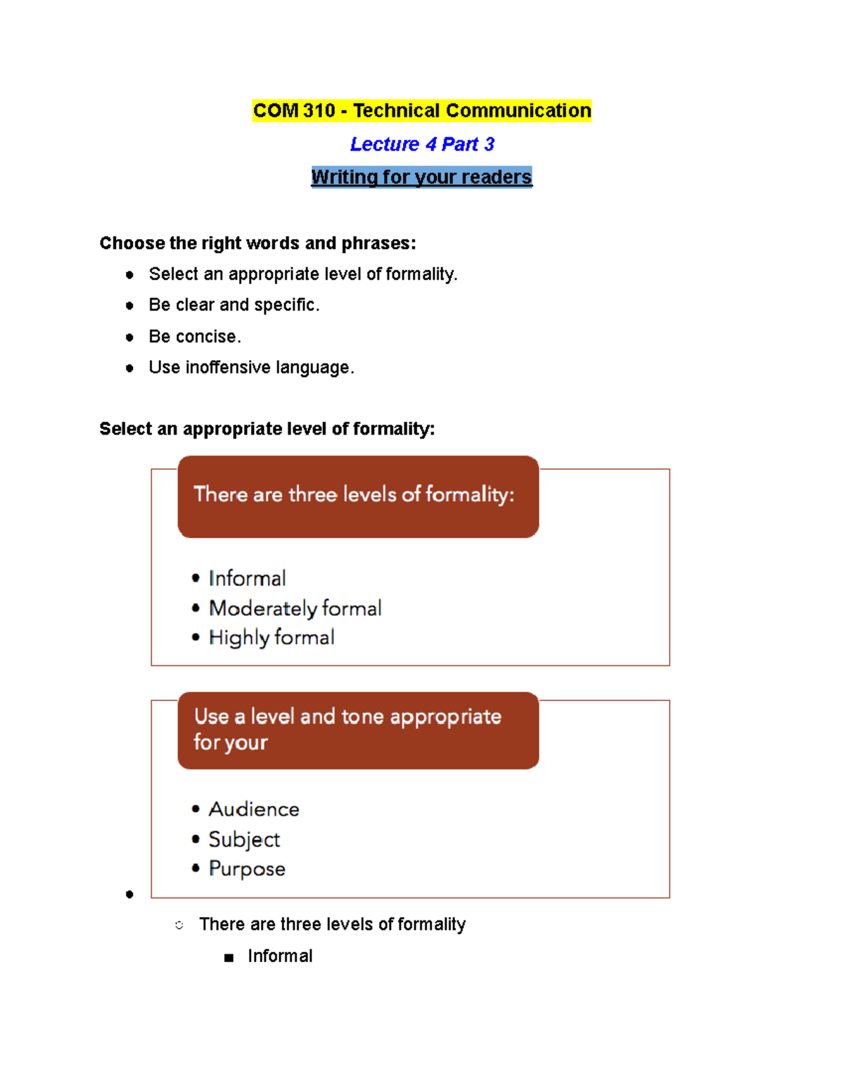 COM 310 Lecture 4 Part 3 - Spring 2020 - COM 310 - Technical ...