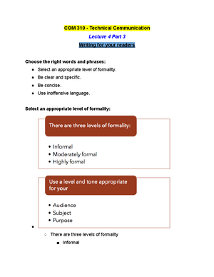 COM 310 Lecture 7 Part 2 - Spring 2020 - COM 310 - Technical Communication Lecture 7 Part 2 ...