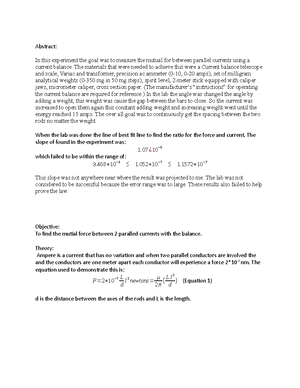 Magnetic Fields and the Magnetic Dipole Lab Report - I. Basic ...