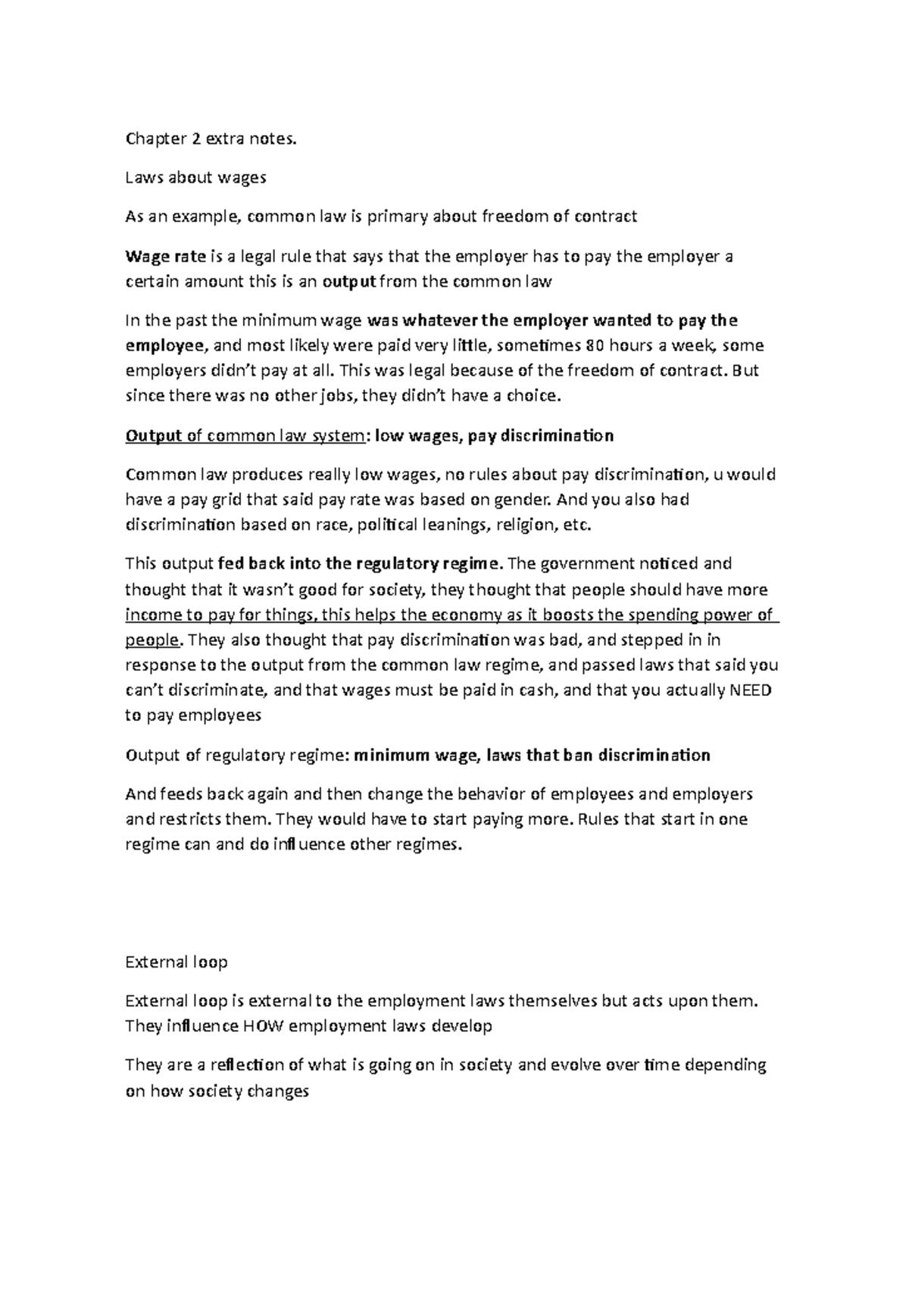 Chapter 2 extra notes - Chapter 2 extra notes. Laws about wages As an ...