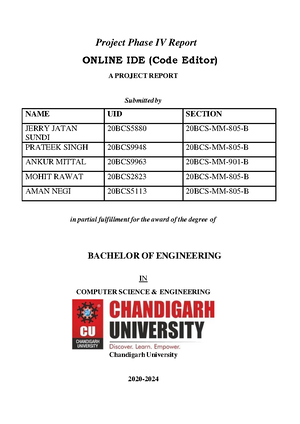 LCD Game Project Report - Btech Cse - Studocu