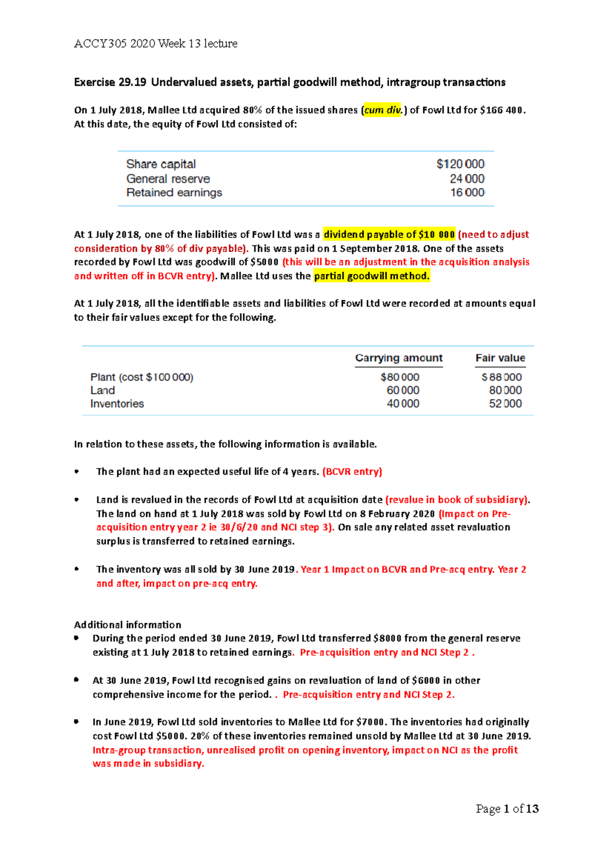 Loftus 29-19 solutions - Exercise 29 Undervalued assets, partial ...