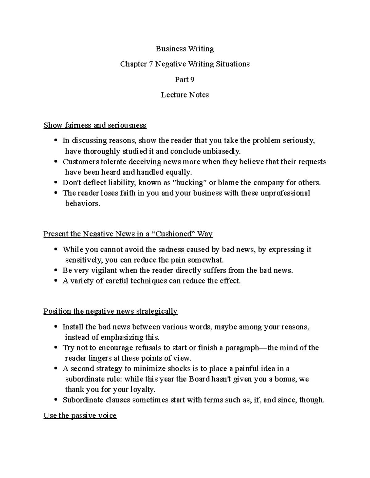 Business Writing Lecture Notes Ch 7 Part 9 - Business Writing Chapter 7 ...