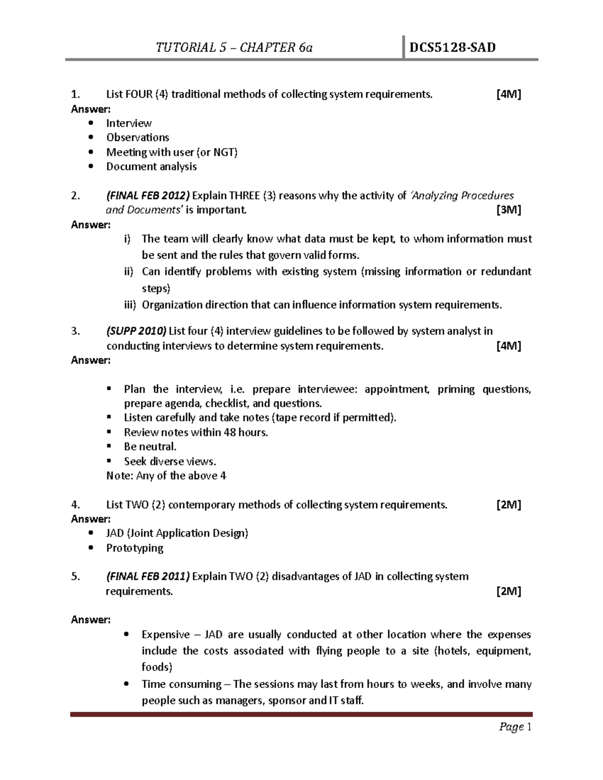 Tutorial 5 TRI58ANS - answer - TUTORIAL 5 – CHAPTER 6a DCS5128-SAD 1 ...