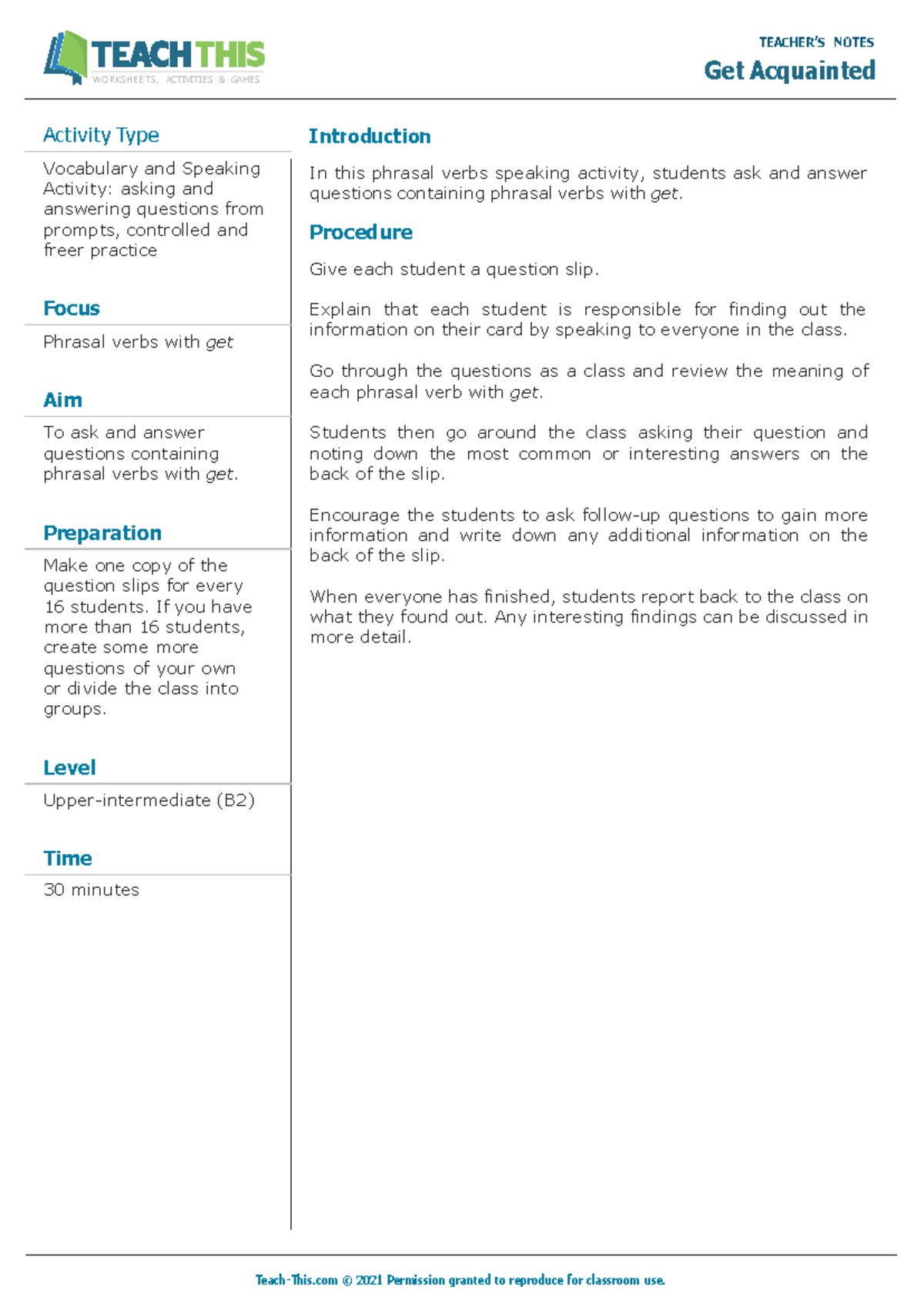 Get-acquainted 2 - get-acquainted ingles - TEACHER’S NOTES WORKSHEETS ...
