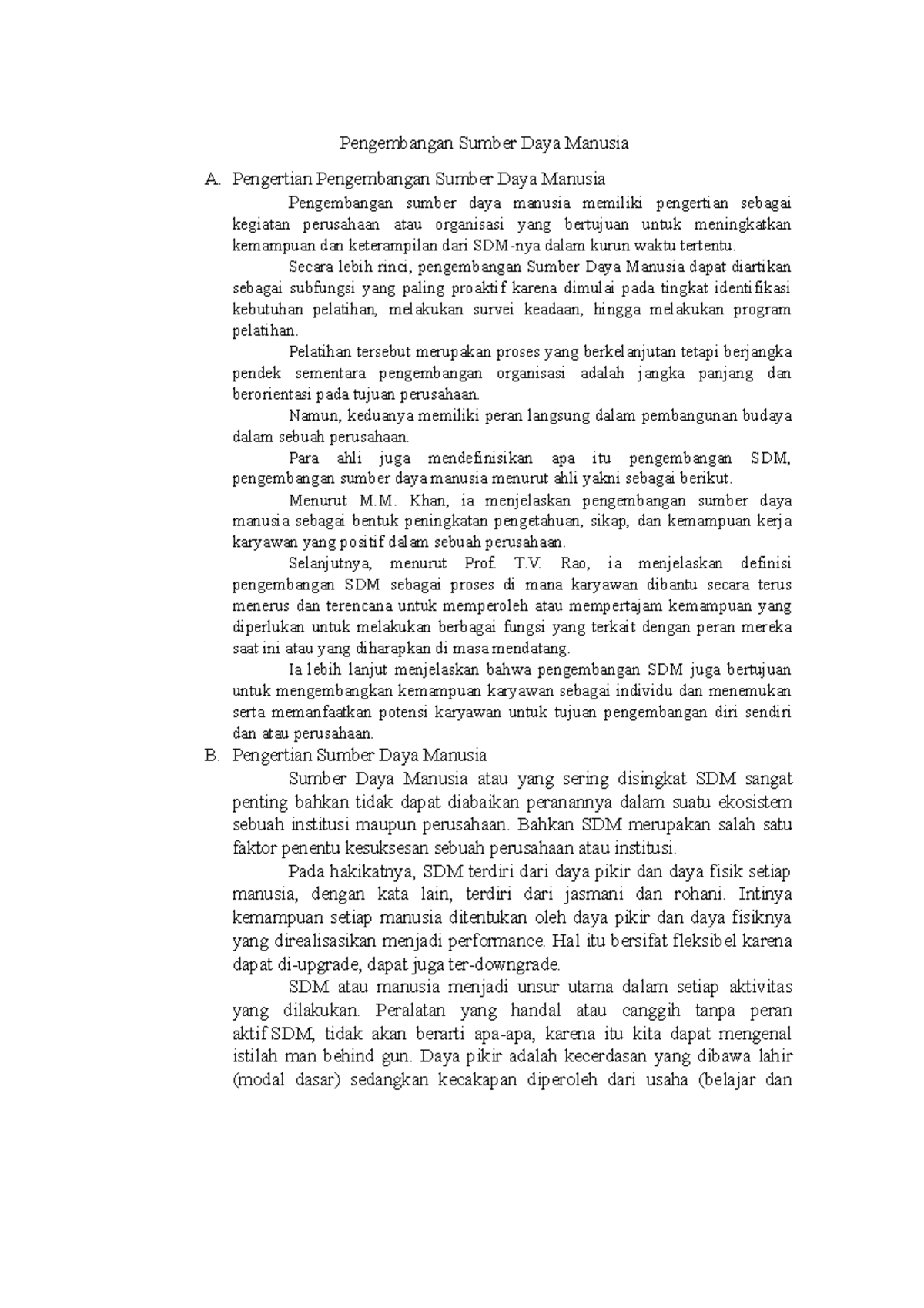 Sumber Daya Manusia di Indonesia - Pengembangan Sumber Daya Manusia A ...