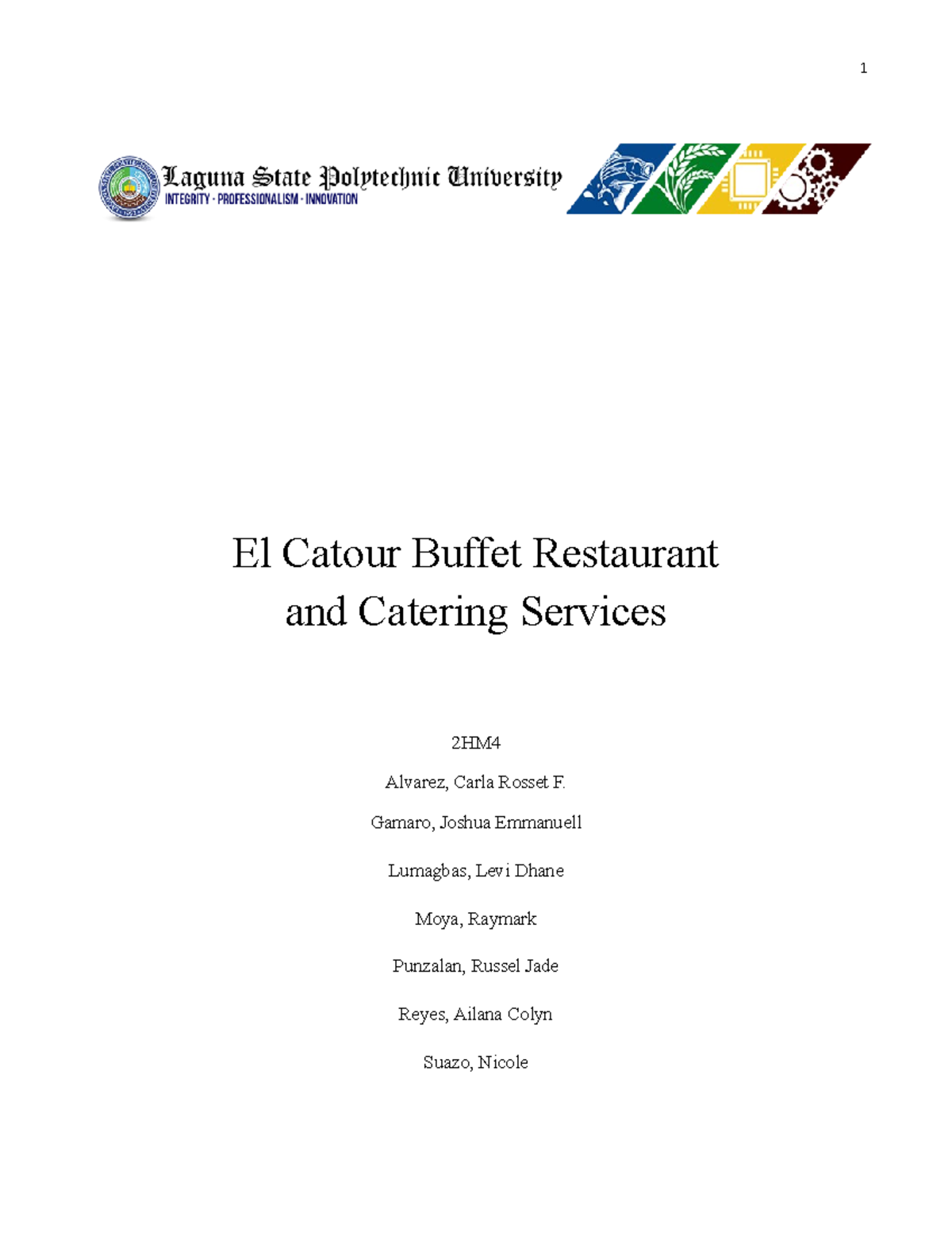 Catering Proposal Sample (El Catour Buffet Restaurant and Catering ...