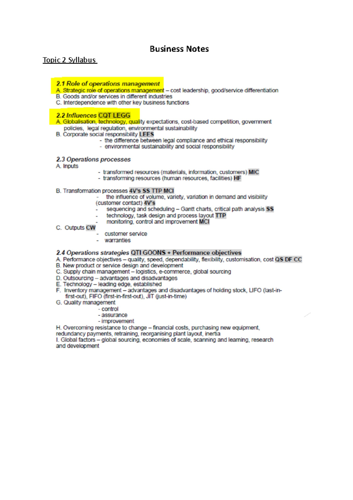 Business Notes - Business Notes Topic 2 Syllabus ROLE OF FINANCIAL ...