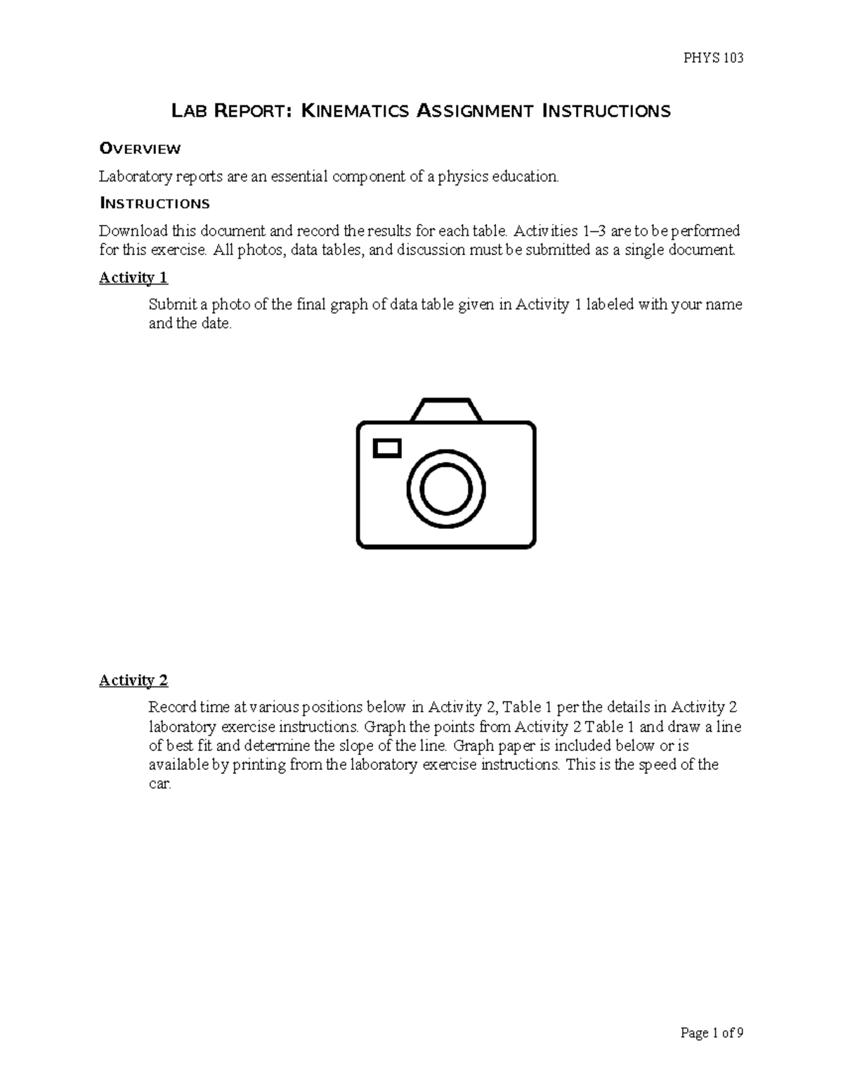 Lab+Report+Kinematics+Assignment+Instructions - LAB REPORT: KINEMATICS ASSIGNMENT INSTRUCTIONS ...