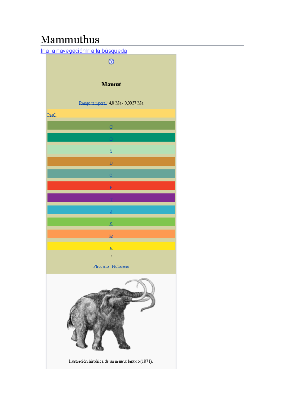 Origen del mamut - Mammuthus Ir a la navegación Ir a la búsqueda Mamut ...