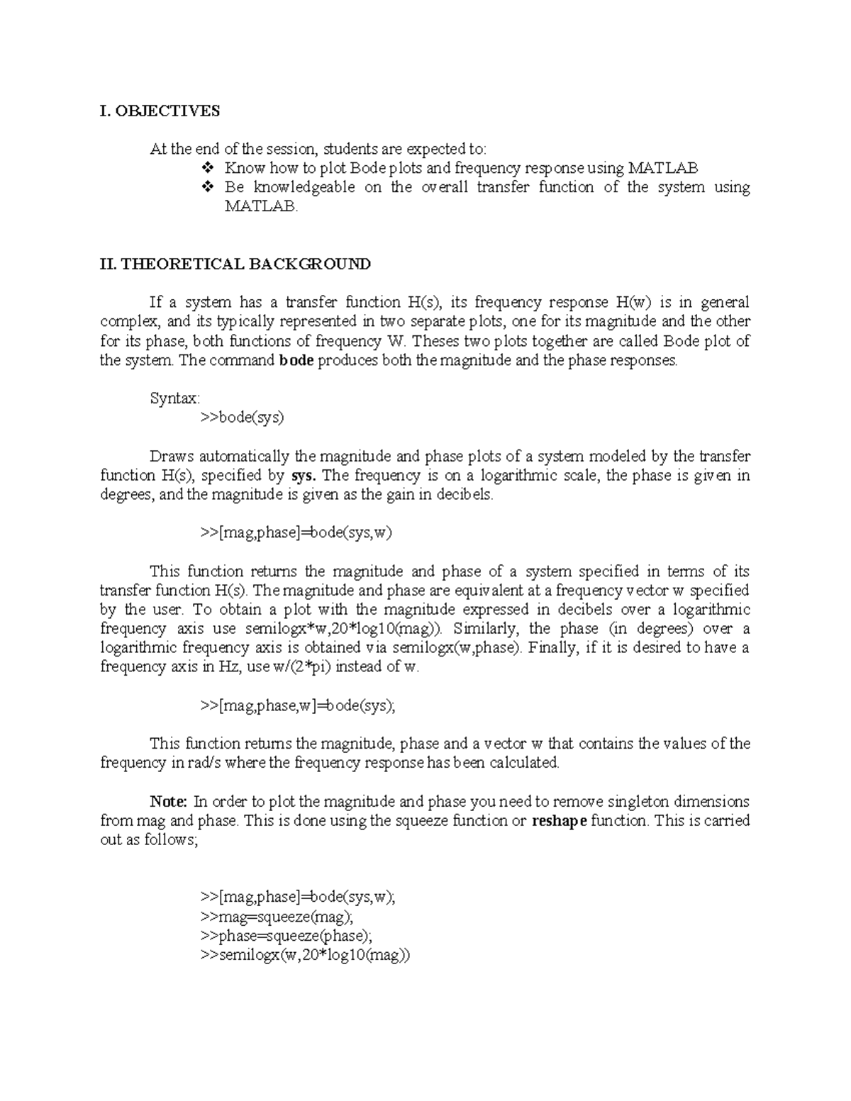 Module 5 - I. OBJECTIVES At the end of the session, students are expected to: Know how to plot ...