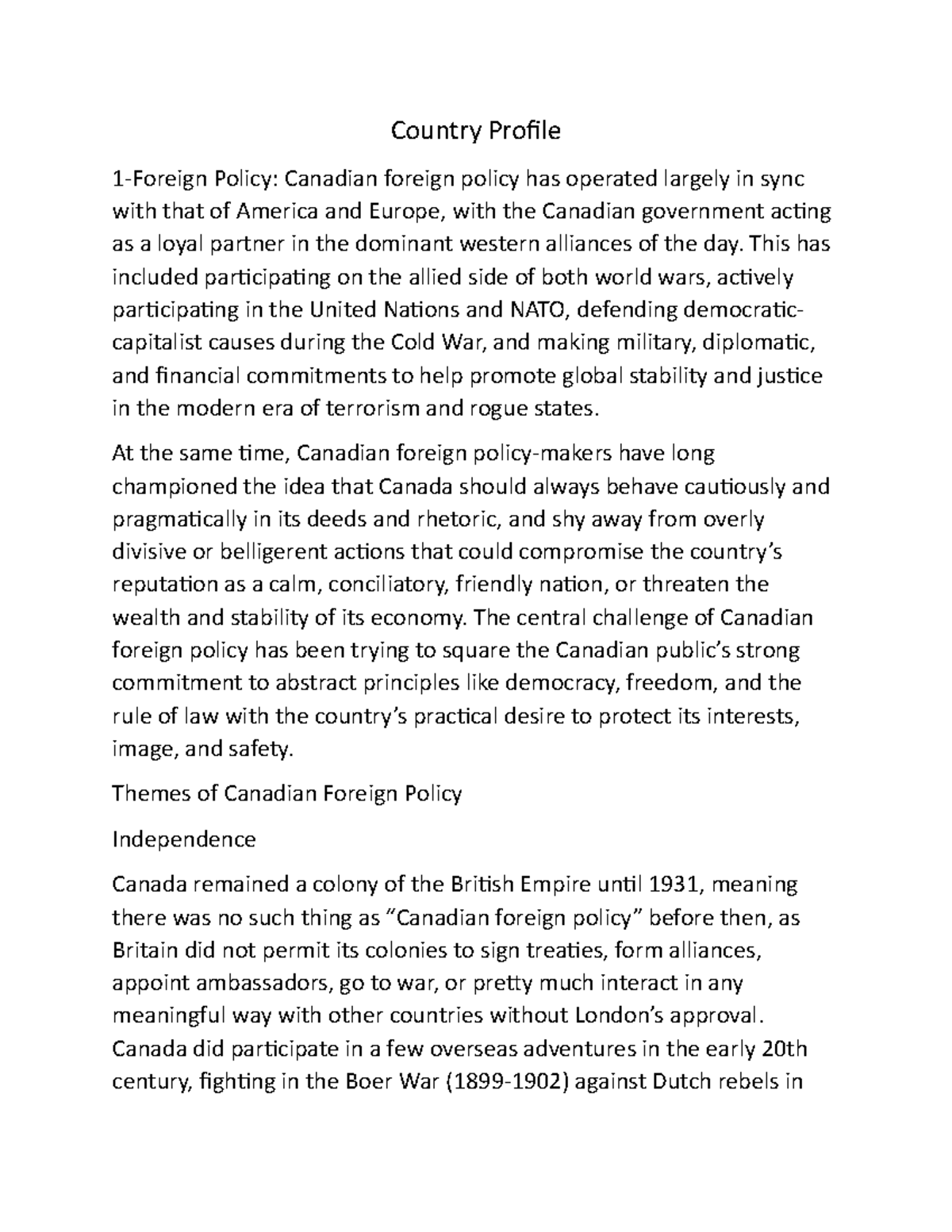 Country Profile - these are helpful exercises - Country Profile 1 ...