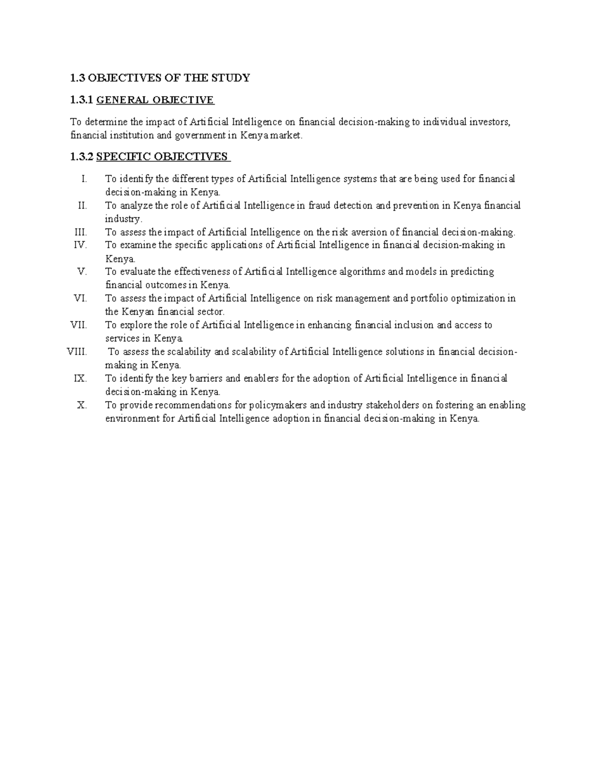 Objectives - 1 OBJECTIVES OF THE STUDY 1.3 GENERAL OBJECTIVE To ...