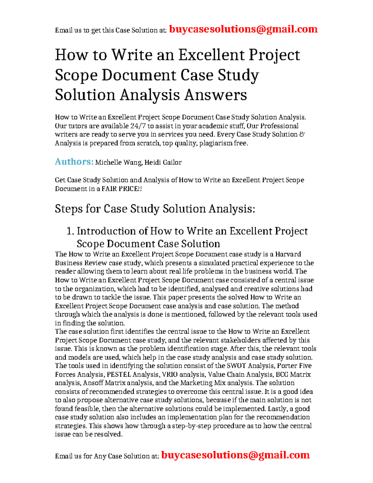 Case Solution How to Write an Excellent Project Scope Document - How to Write an Excellent ...