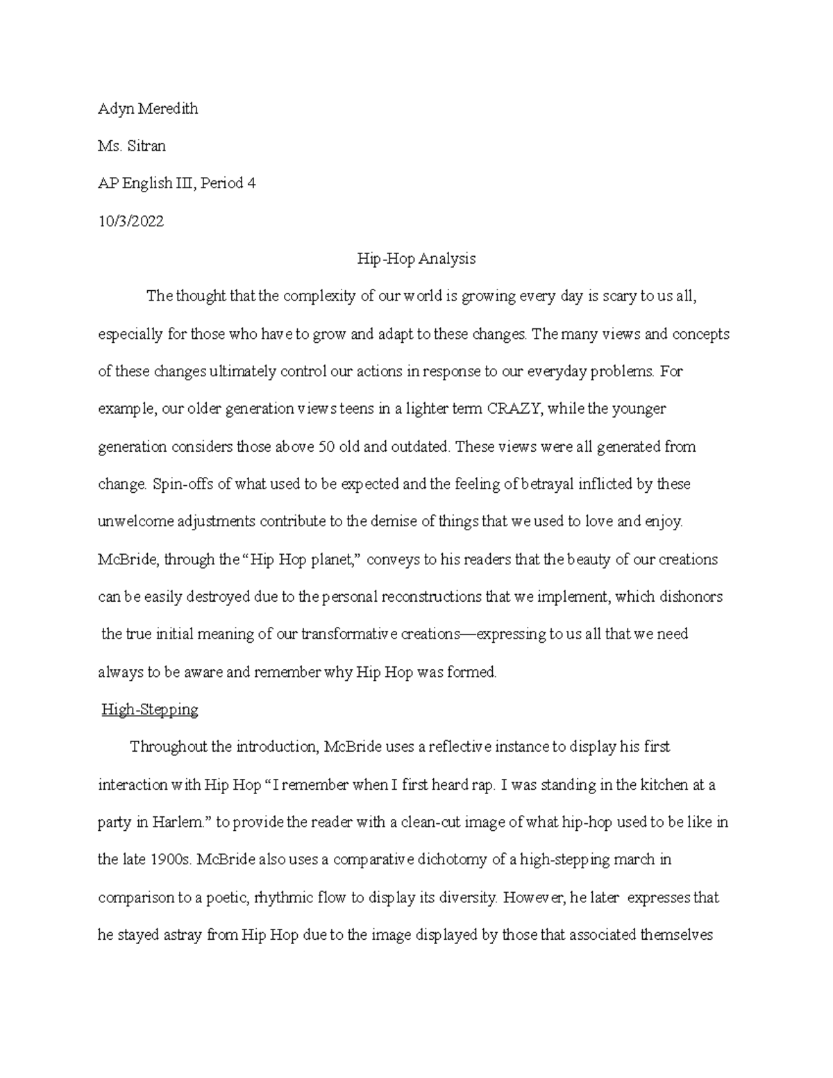 Adyn Meredith - ef3ef - Adyn Meredith Ms. Sitran AP English III, Period ...