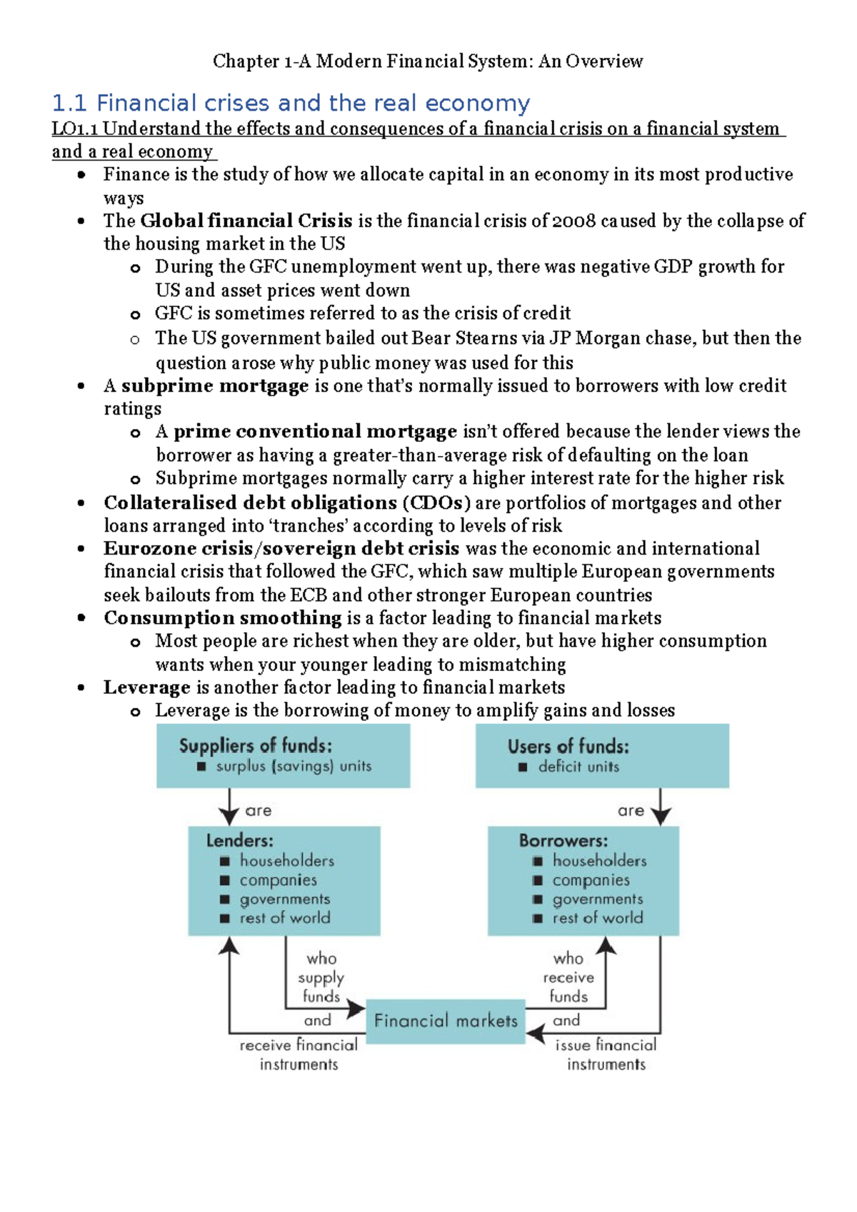Chapter 1-A Modern Financial System An Overview - 1 Financial crises ...