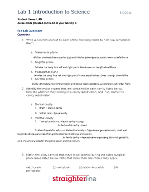 Lab 10 - Cell Structure and Function-1 - Lab 10 – Cell Structure and ...