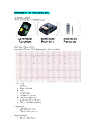 Principles of Ambulatory ECG Analysis - Glasscock in 1961. • Del Mar ...