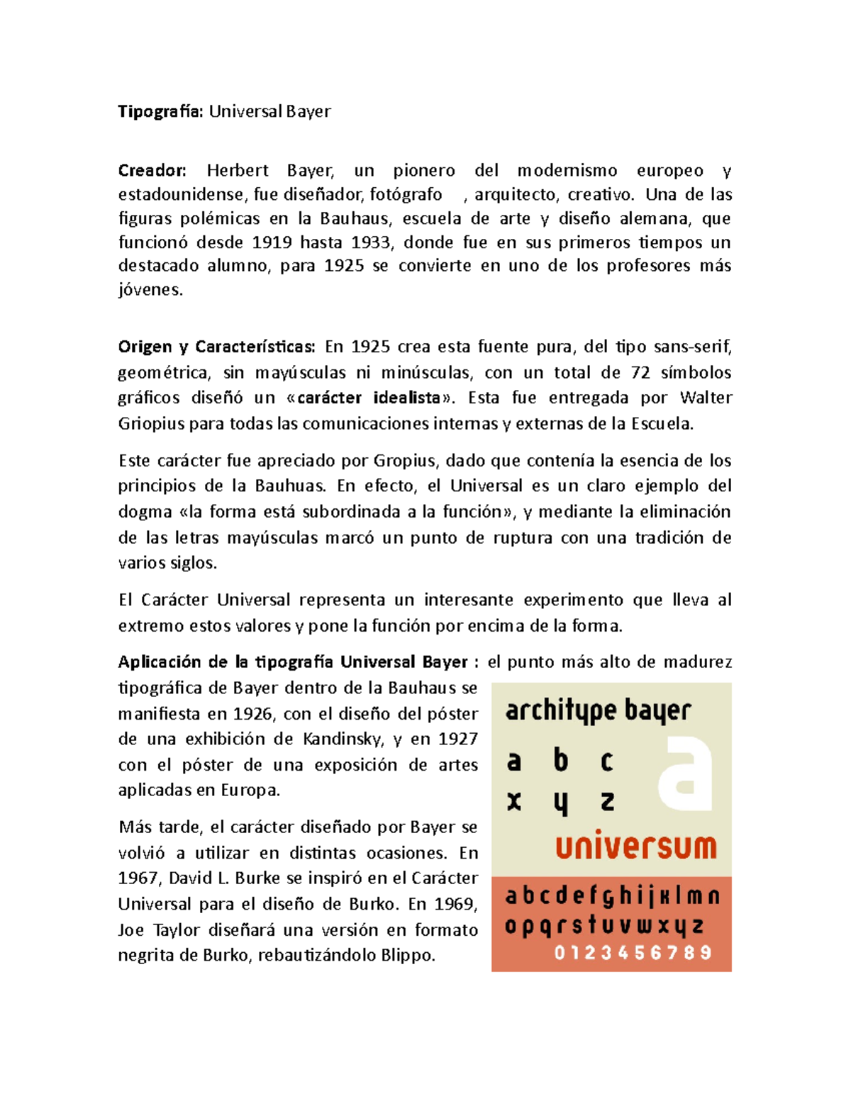 Tipografía universal bayer - Tipografía: Universal Bayer Creador ...