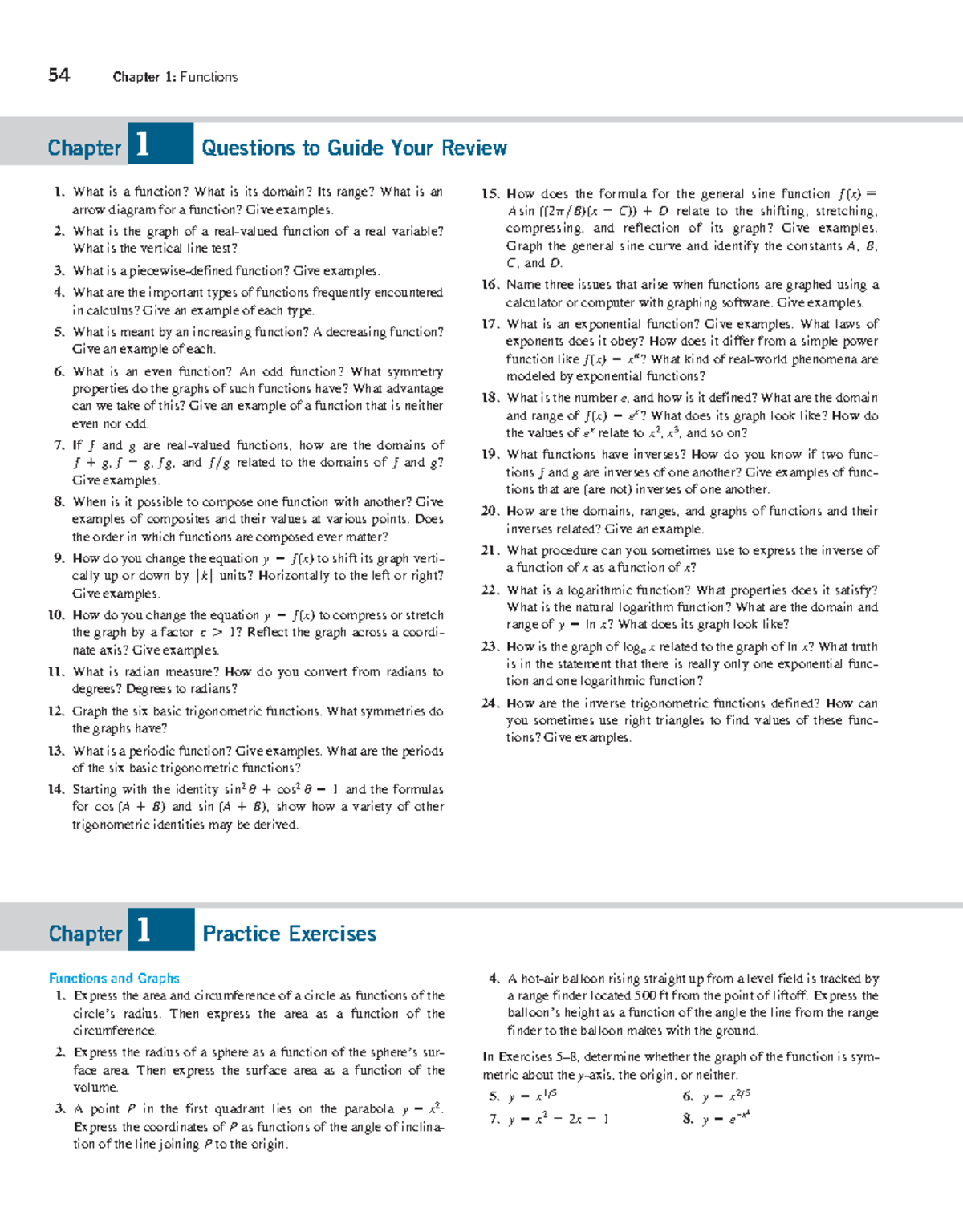 Math 1-review - math work - 54 Chapter 1: Functions Chapter 1 Questions ...