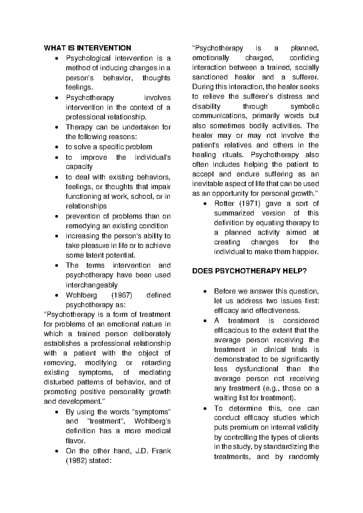 Intervention - lecture - WHAT IS INTERVENTION Psychological ...