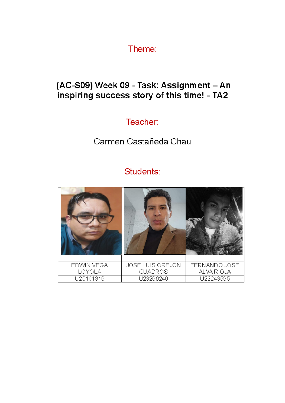 (AC-S09) Week 09 - practica - Theme: (AC-S09) Week 09 - Task: Assignment – An inspiring success ...