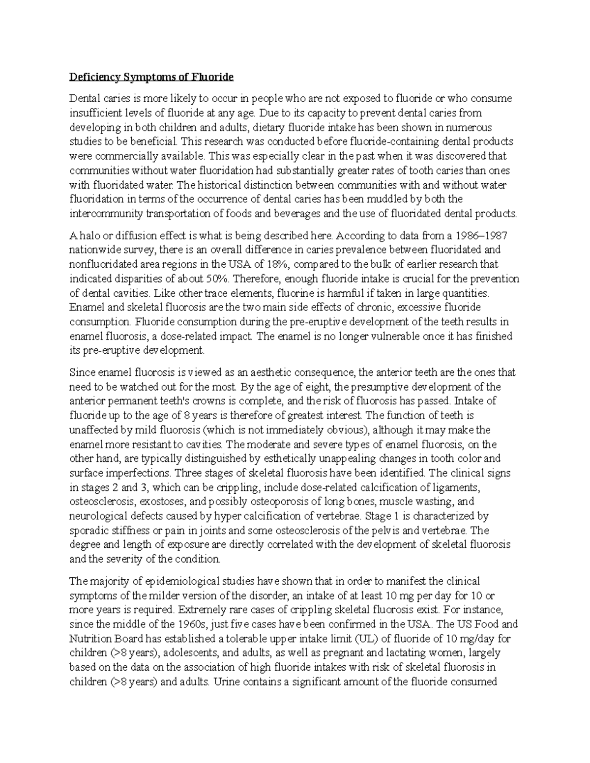 Deficiency Symptoms of Fluoride - Deficiency Symptoms of Fluoride ...