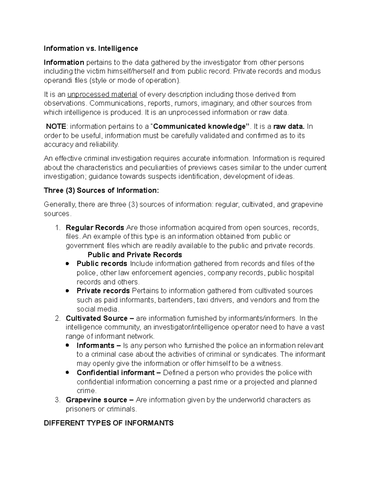 Information and Intelligence Notes - Information vs. Intelligence ...