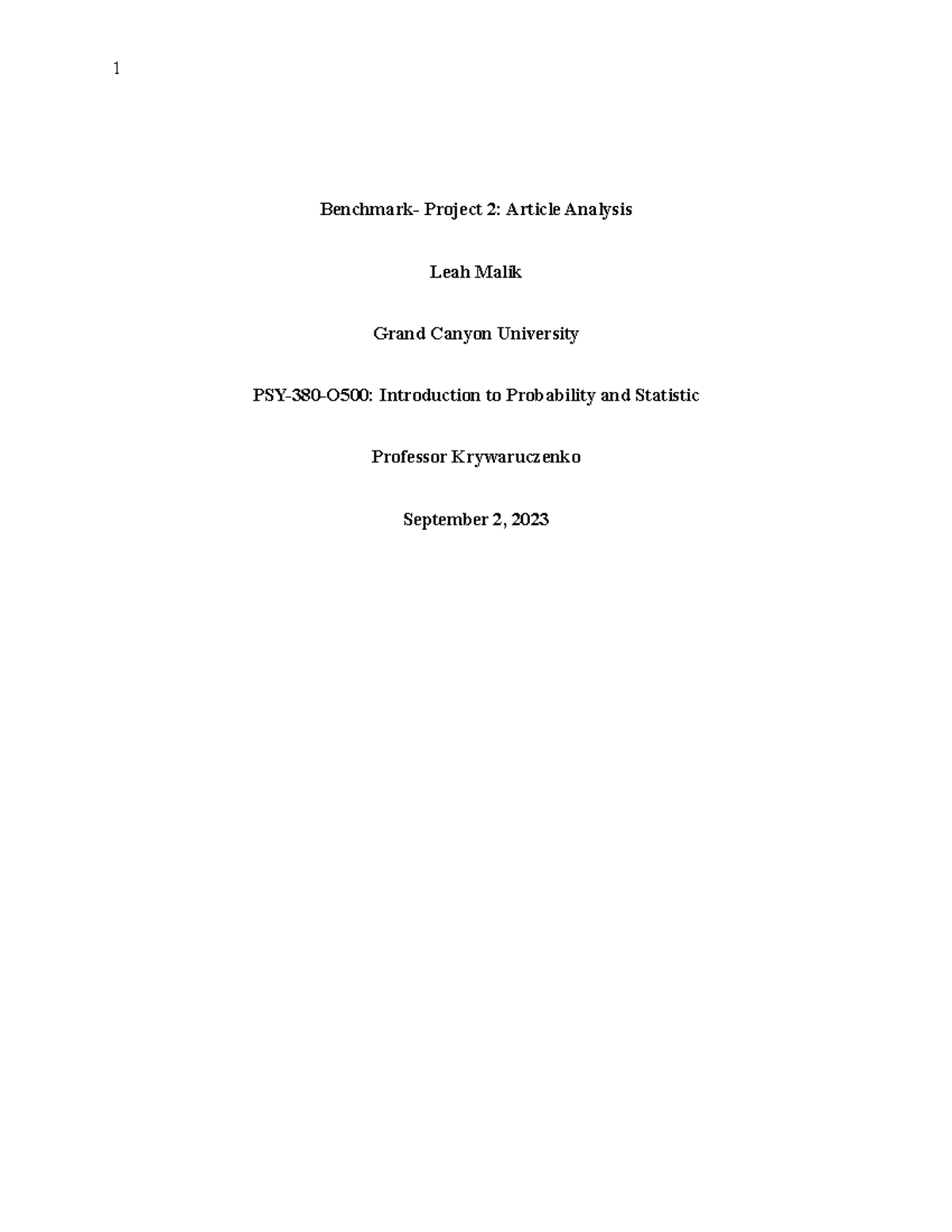 Benchmark 2 - Article analysis - Benchmark- Project 2: Article Analysis ...