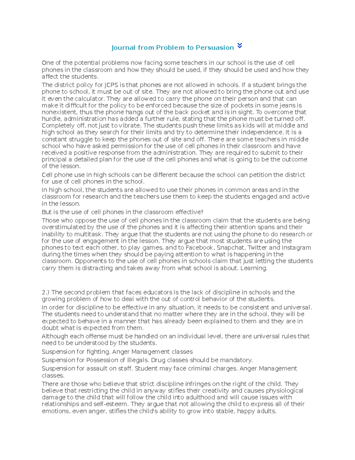 Samplemod 1Journal 1 - This is a journal entry example - Journal from ...