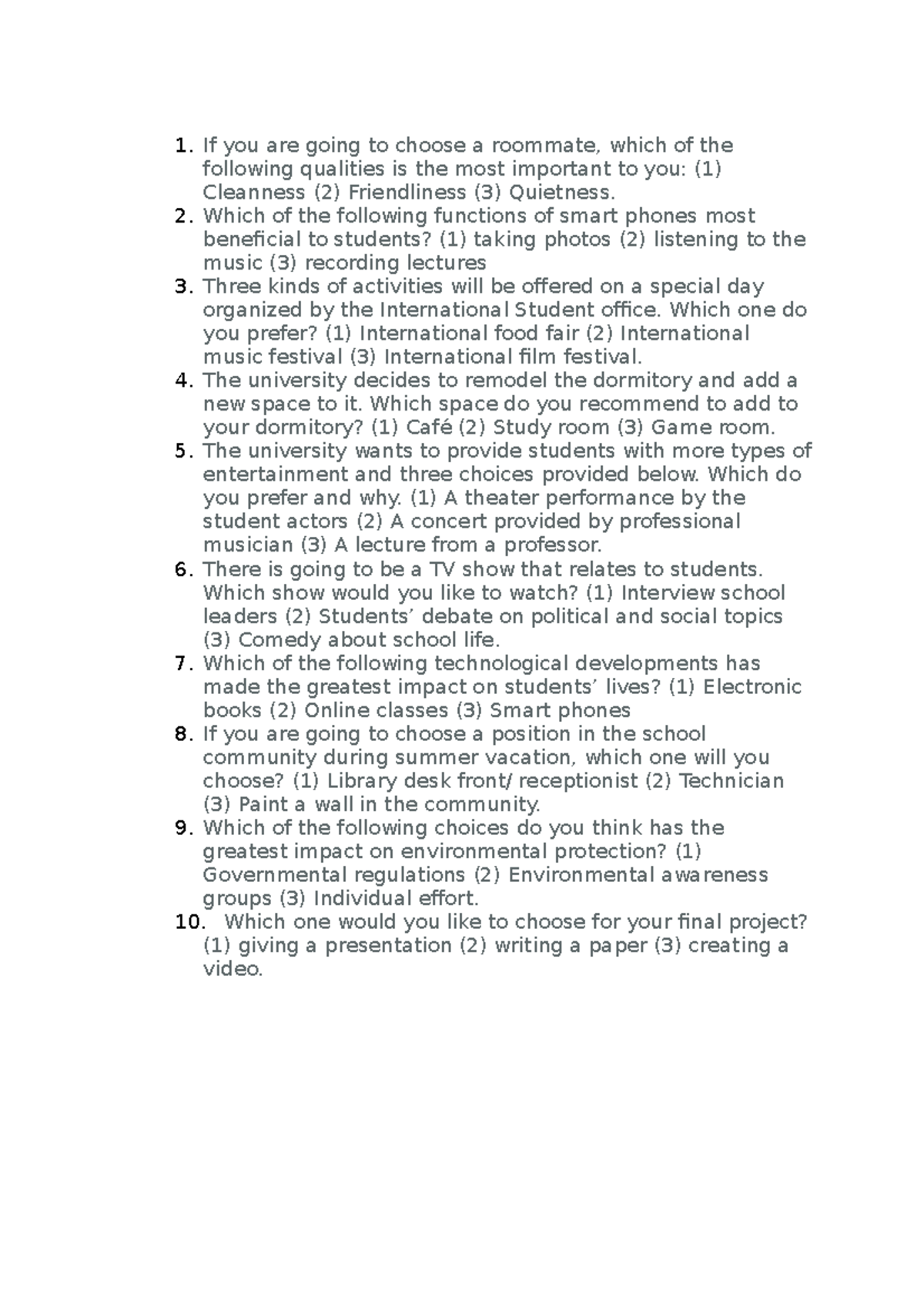 Toefl speaking topics - o scurta descriere - If you are going to choose ...