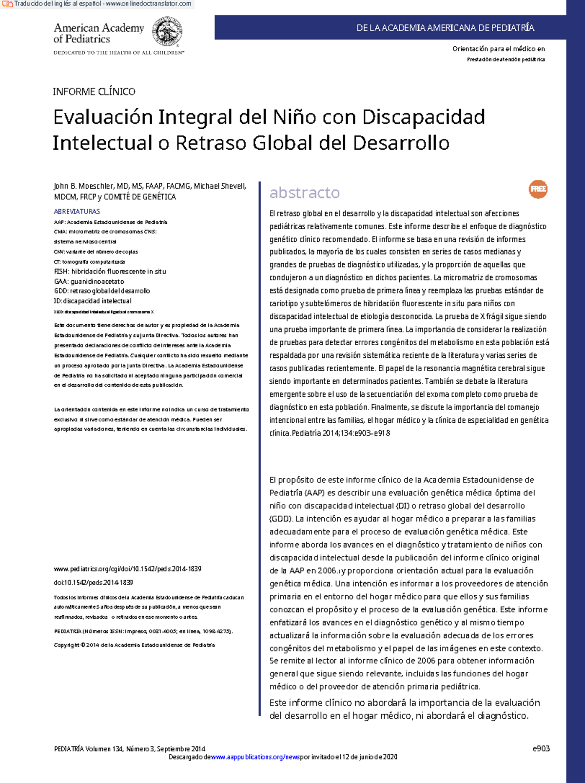 Comprehensive evaluation of the child with intellectual disability or ...