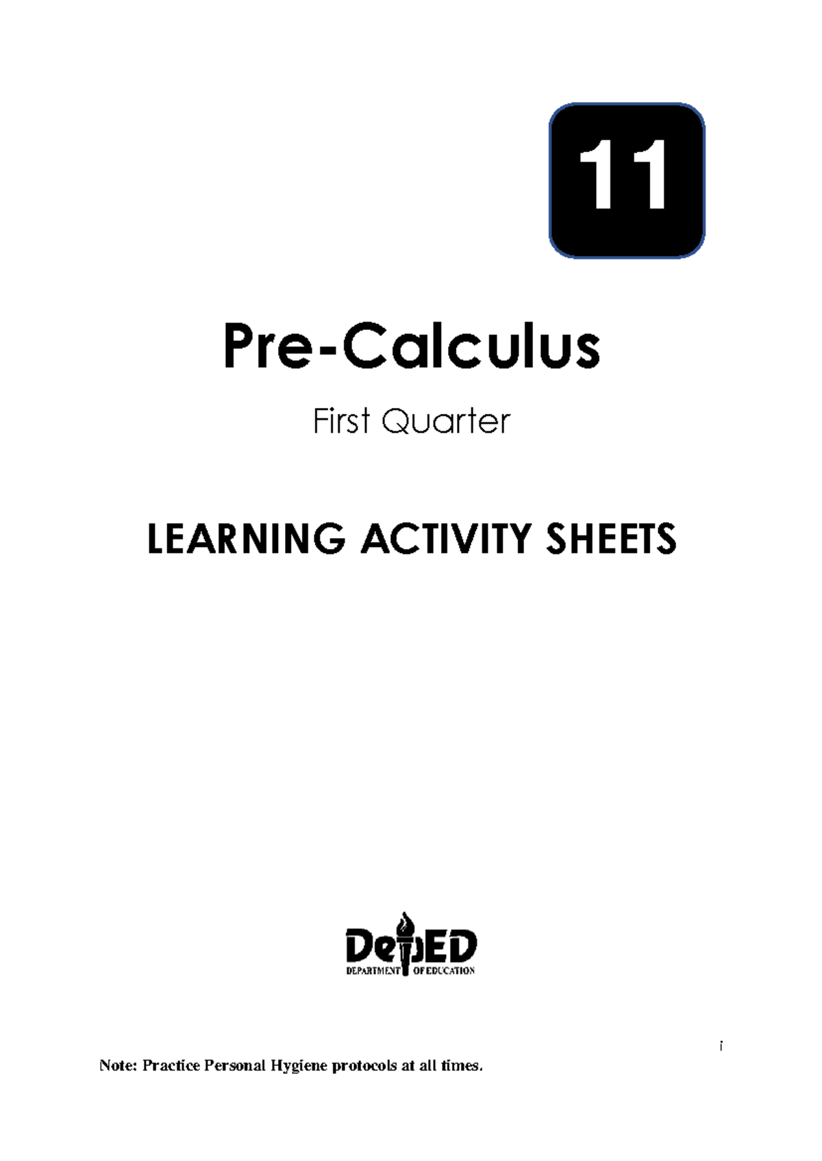 SHS-Pre-Calculus - goodluck - i Pre-Calculus First Quarter LEARNING ...