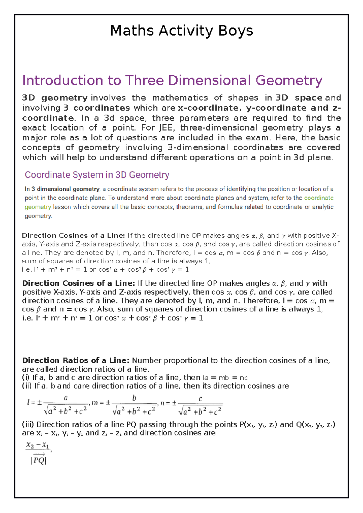 Maths Activity Boys - super - Maths Activity Boys Introduction to Three ...