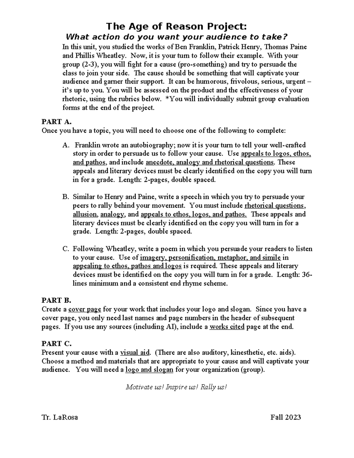 Age of Reason 2023 - The Age of Reason Project: What action do you want ...