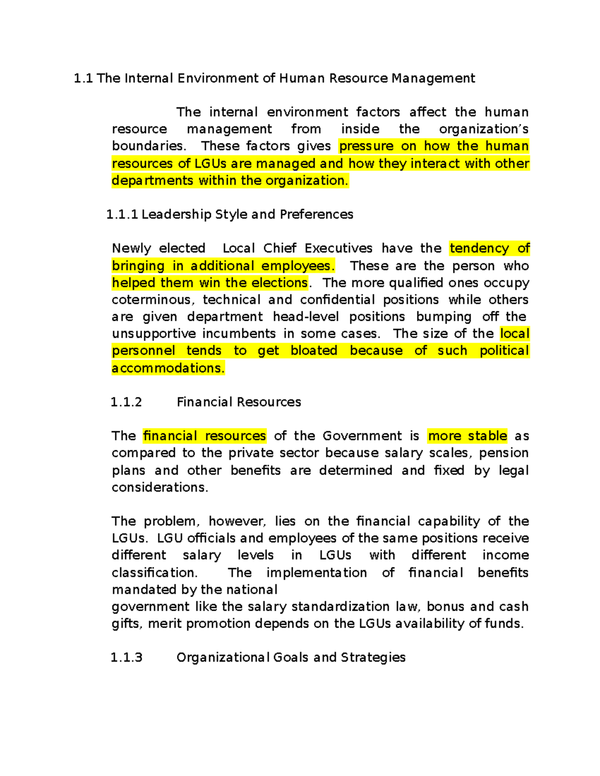 The Internal Environment of Human Resource Management - These factors ...
