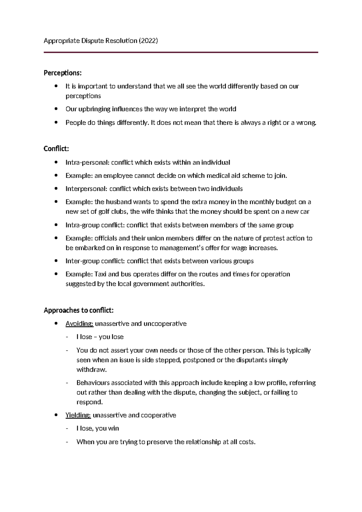 Appropriate Dispute Resolution Notes - Appropriate Dispute Resolution ...