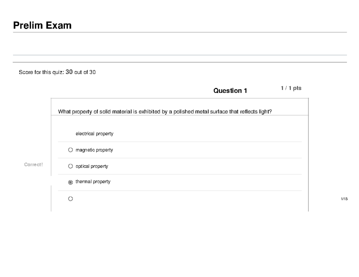 CHEM 004- Prelim Exam-Materials Science and Engineering - TIP - Studocu