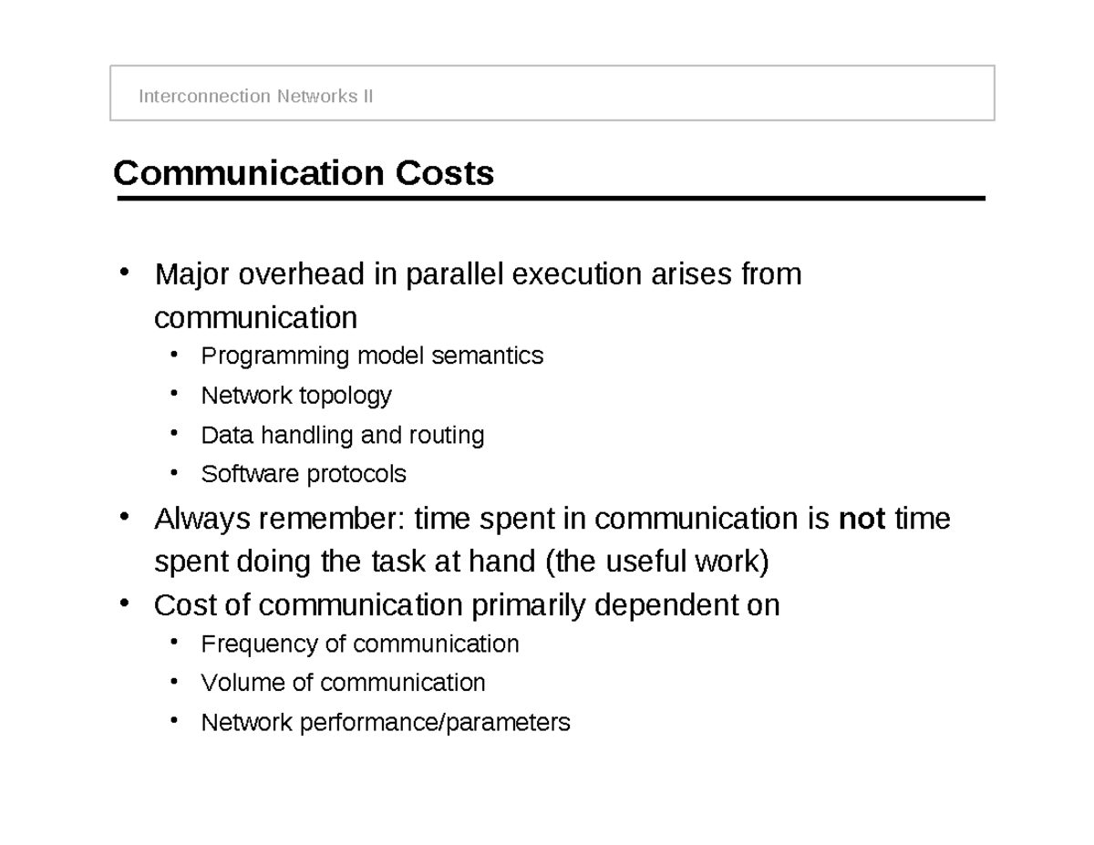 7 interconnection 2 - inter connections 2 - Communication Costs Major ...