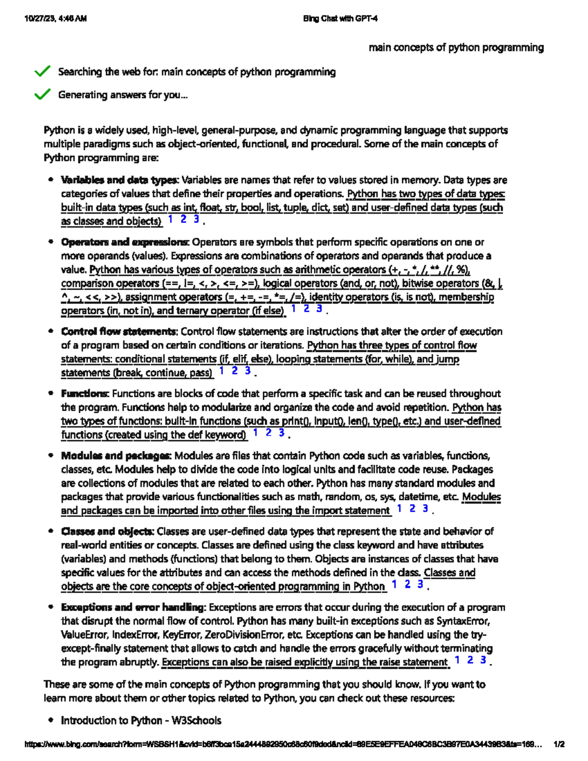 Python concepts - PLEASE GIVE AS MUCH INFORMATION AS POSSIBLE - Diploma ...