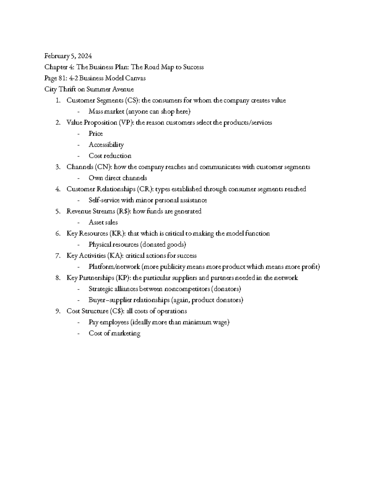 4-2 Assignment - February 5, 2024 Chapter 4: The Business Plan: The ...