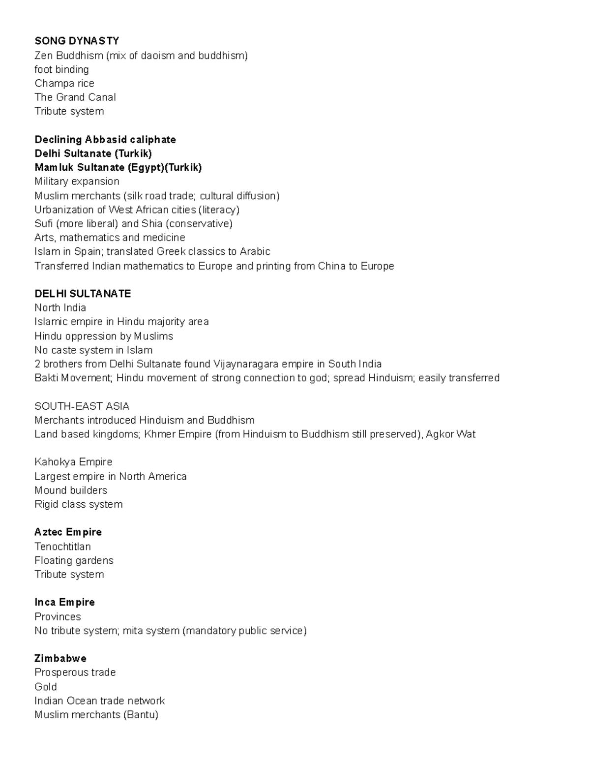 Units 1-3 WHAP - World History AP exam review notes - SONG DYNASTY Zen ...