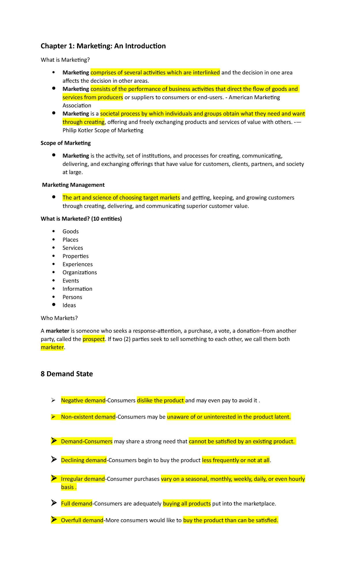 M M- Reviewer - Chapter 1: Marketing: An Introduction What is Marketing ...