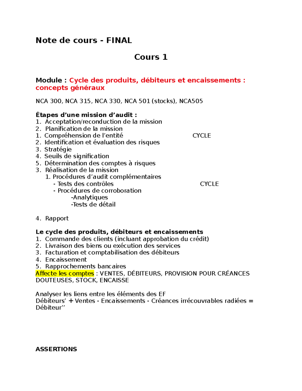 SCO5004- Notes pour le final - Note de cours - FINAL Cours 1 Module ...